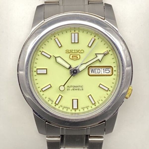 Seiko 5 SNKK19J1 Automatic Menâ s Watch~Full Lume Green Dial~JDM w ...