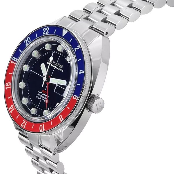 New Bulova Oceanographer GMT Blue Dial Automatic Snorkel 96B405 Mens ...