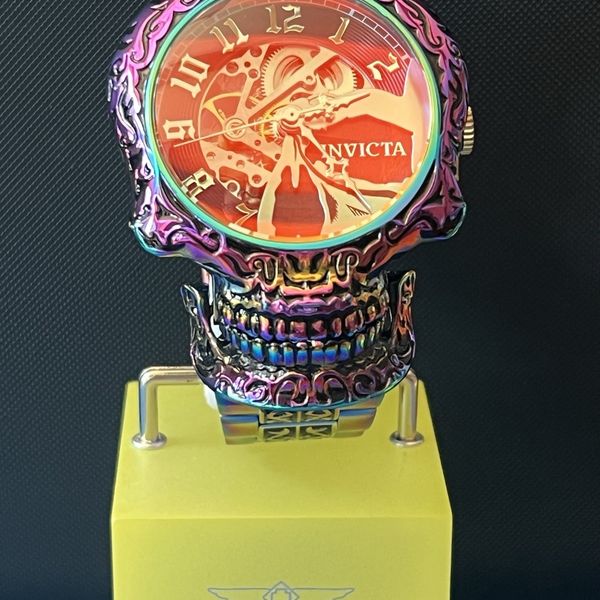 Invicta Artist Skull Automatic Men's 50mm Rainbow Iridescent Tinted ...
