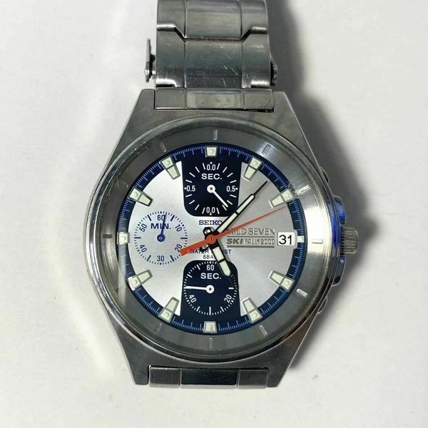 seiko mild seven ski rally 2000 rare v657-9030 stainless steel ...