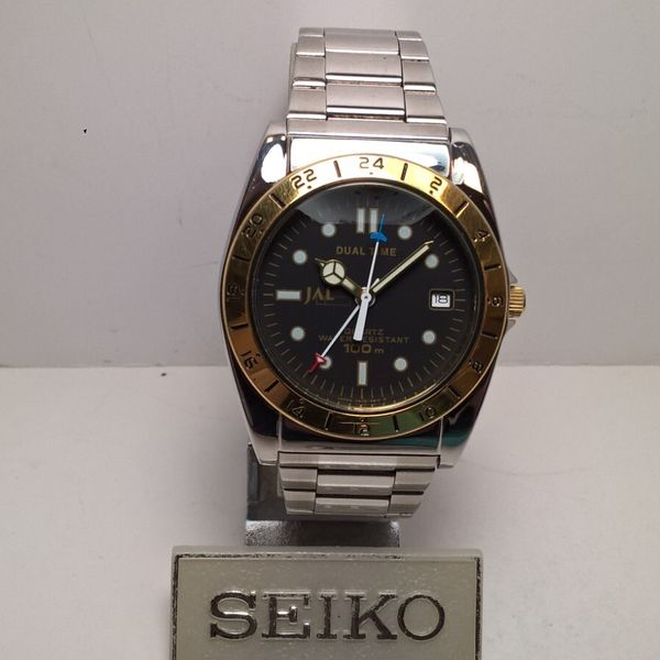 Seiko Alba Black Japan Airlines JAL Cal. VX39 Dual Time GMT Jump Hour ...