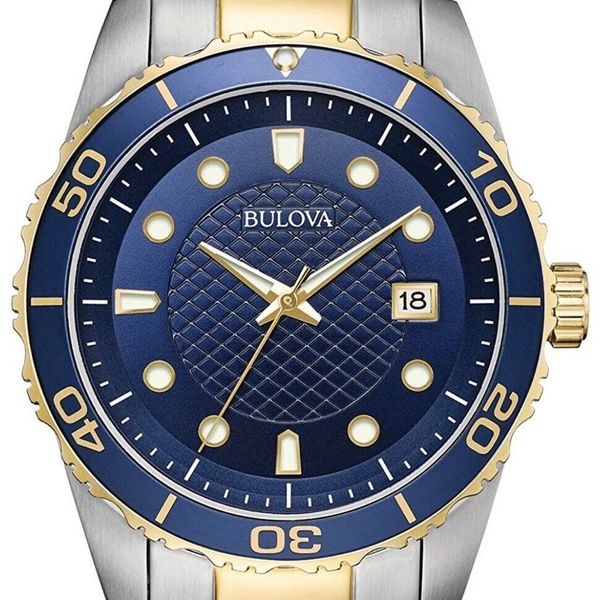 Bulova Men's 43mm Two Tone Sports Watch Blue Dial 98A200 - Retail $300 ...