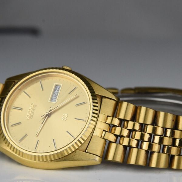 Vtg Seiko SQ 5Y23-8A69 Day/Date President RARE Gold Dial 35mm Men's Watch NICE | WatchCharts ...