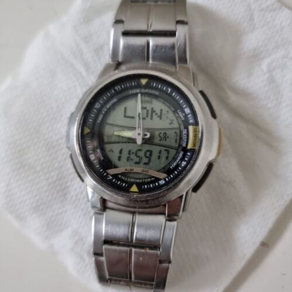 Casio 4335 AQF-100 Tide Graph Watch World Time Rare Fully Working ...