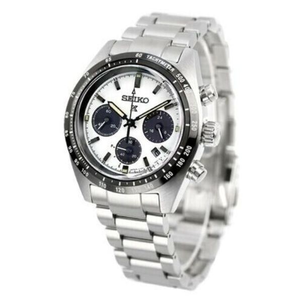 Seiko Mens Prospex Speedtimer White Dial Stainless Steel Bracelet Watch ...