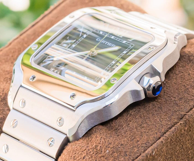 FS: Cartier Santos De Cartier Blue Dial Complete Set Large Model Box ...