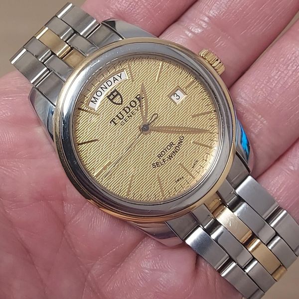 [WTS] Rare 2 tone Tudor Geneve Date + Day linen dial solid gold bezel ...