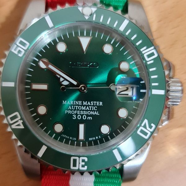 Seiko custom mod Green Hulk watch | WatchCharts Marketplace