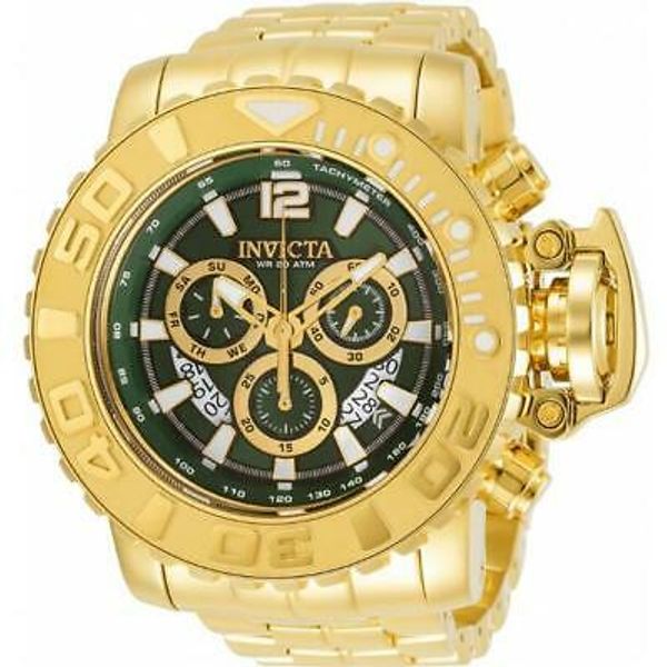 Invicta Sea Hunter 31427 Green Dial Chronograph Gold-Tone Watch with ...