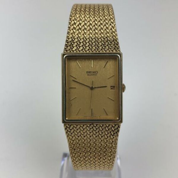 SEIKO Vintage Mens Gold Tone Date Rectangular 2A32-5010 24mm | WatchCharts Marketplace