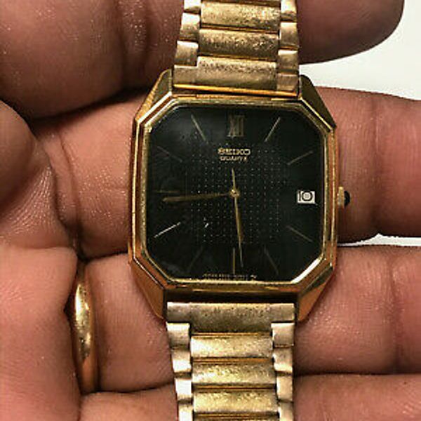 Men's Gold Tone Seiko 5932-5010 Analog Watch With Date Feature ...