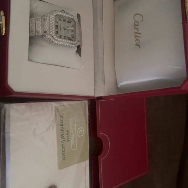 Cartier Silver Santos (LAB GROWN DIAMONDS) With Box and Papers ...
