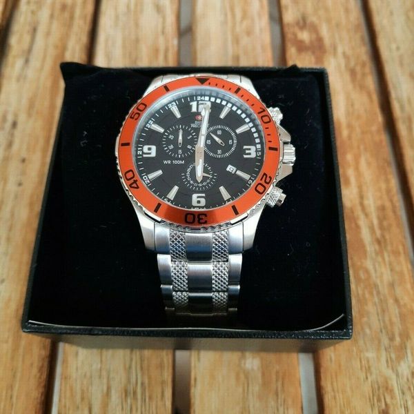 Swiss Precimax Tarsis Pro SP13058 Orange Black 47 mm Swiss Chronograph ...
