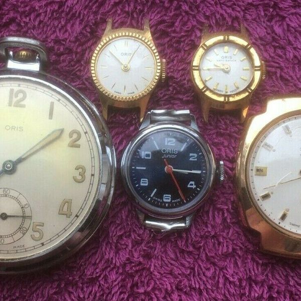 ORIS WATCH LOT x5 inc A POCKET JUNIOR & SUPER USED *SOLD AS BROKEN ...