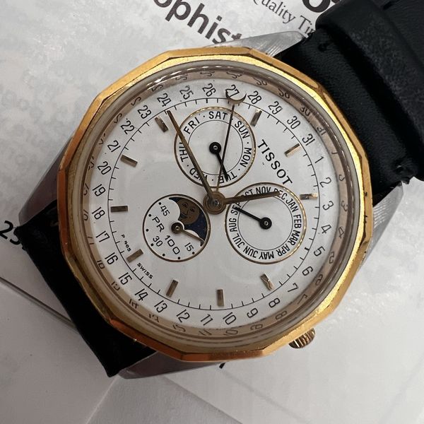 Tissot PR100 Ref. 365/465 1992 Moon-Phase Quartz Swiss Watch Serviced W ...