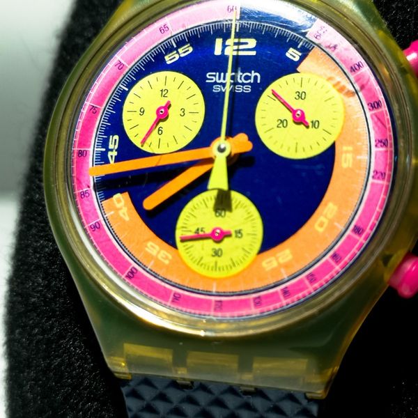 Swatch Chrono Grand Prix SCJ101, Worn, Vintage, Neon, 1991 ...