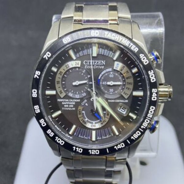 Citizen Perpetual Eco-Drive Titanium Chronograph Men's Watch AT4010-50E ...
