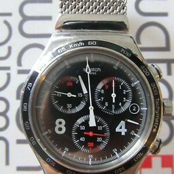 Swatch Blackie YVS401G 2013 Irony Chrono 41mm Stainless Steel Mesh ...