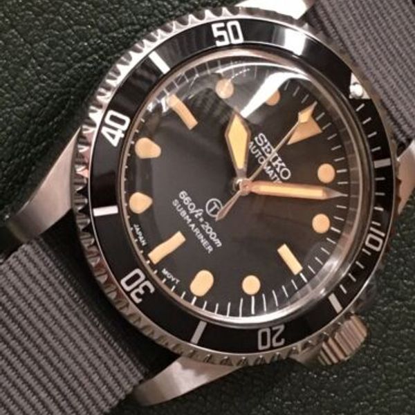 Seiko 5517 5513 NH 35 custom submariner mod. Mil Sub Homage Dive Watch ...