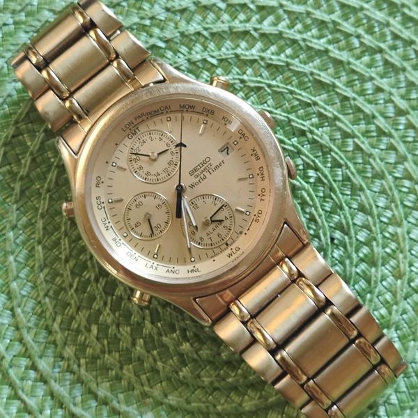 SEIKO World Time Alarm Chronograph MENS Wristwatch Working ...