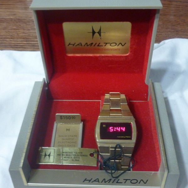 Vintage Men's Hamilton LED QED Digital Watch Dot Display Goldfilled ...