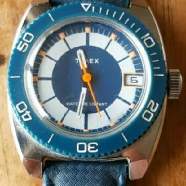 Vintage Timex Boys / Mens 34mm inc Crown Diver Style Watch Original ...