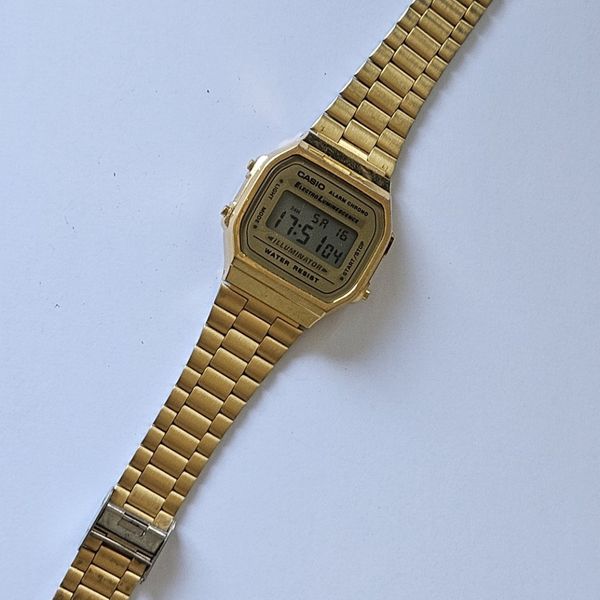 Casio A168 Gold Colour Digital Watch Used Fully Working | WatchCharts ...