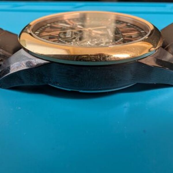 Bulova Sutton Watch 98A165 Automatic Skeleton Gold Brown Leather Gents ...