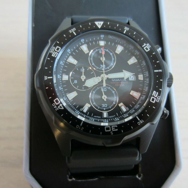 Casio Chronograph Analog(3H3ED) Black face w/Resin Band New w/box ...
