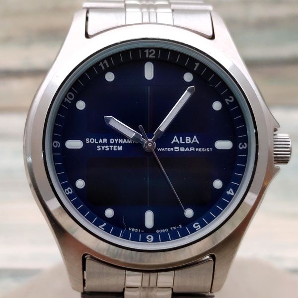 SEIKO ALBA SOLAR STAINLESS STEEL WATCH RARE ORIGINAL MAN | WatchCharts ...