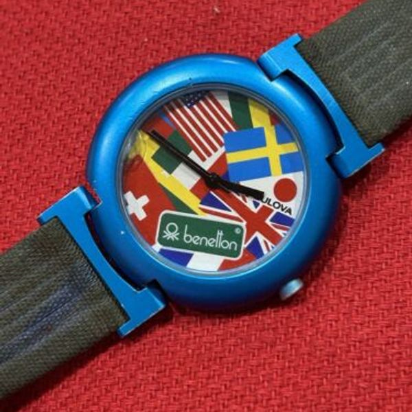 Vintage United Colors of Benetton by Bulova Time of the World Flag ...