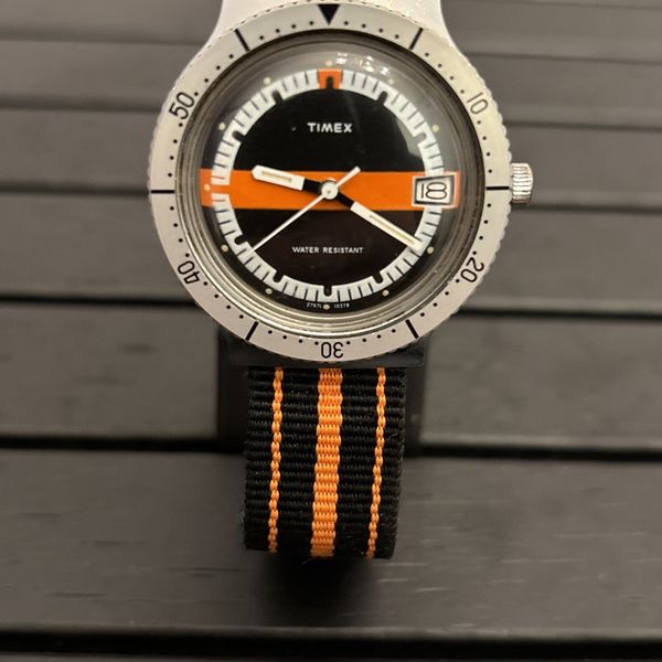 Timex Marlin Orange Stripe Dial W/ Original Nato Strap Near Mint ...