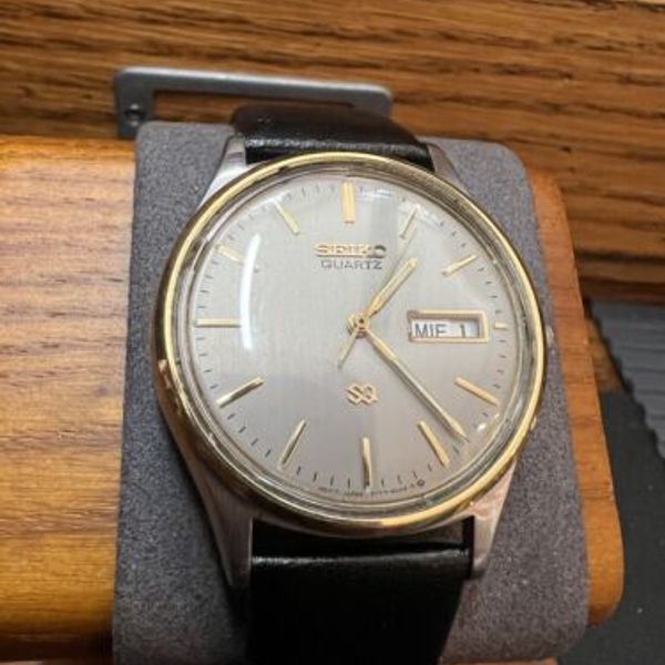 Vintage Seiko SQ Watch Gold Tone Gold Dial Day/Date 5Y23 New Battery | WatchCharts Marketplace