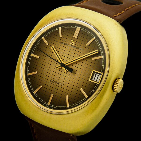 GIRARD PERREGAUX FIRST QUARZ SERIAL Kal.352 GOLD/STAHL BIG-BLOCK UHR ...