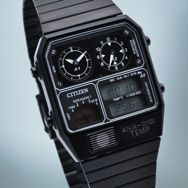 CITIZEN COLLECTION ANA-DIGI TEMP JG2105-93E Analog Digital Black Watch ...