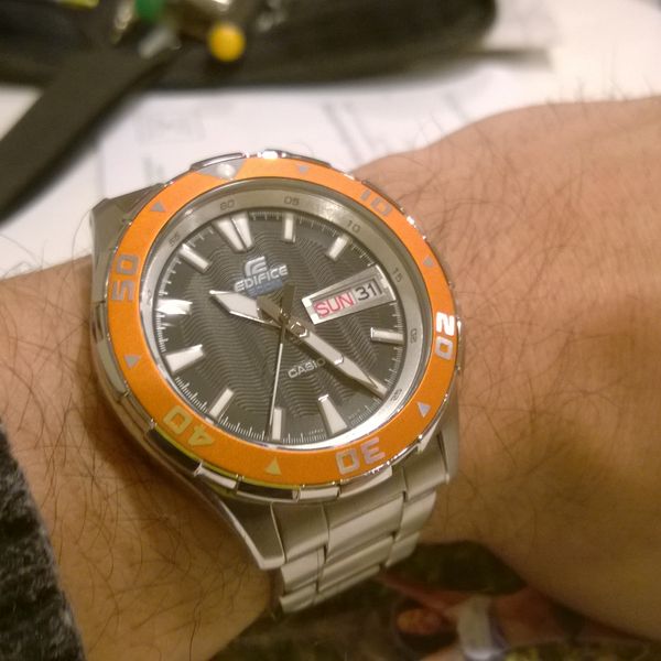 SOLD: Casio Edifice EFM-100D-1A4V Orange Bezel Diver | WatchCharts