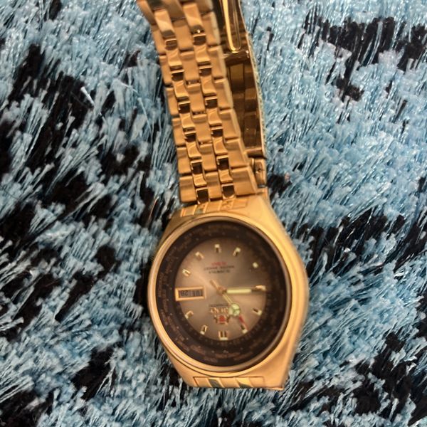 Orient World Time Automatic Watch 469EE-8-71 Vintage Gold Case Men Rare ...