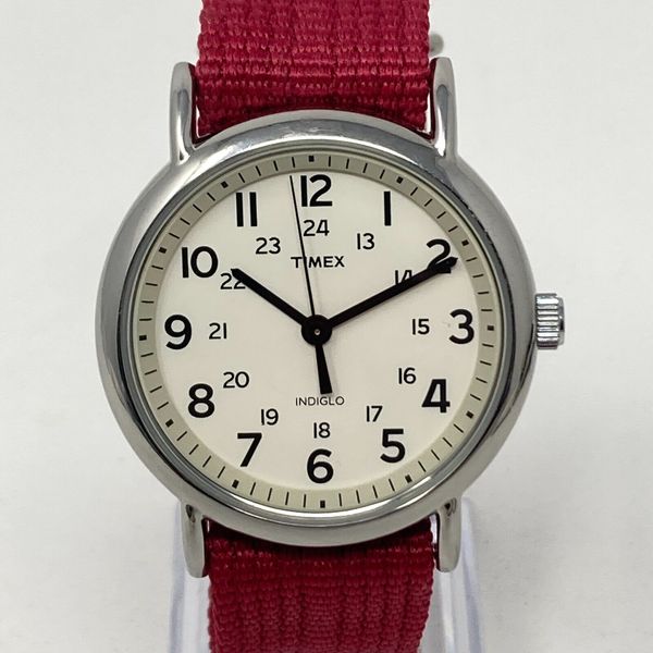 Timex Weekender Watch Unisex Indiglo 38mm Silver Tone Raspberry New ...