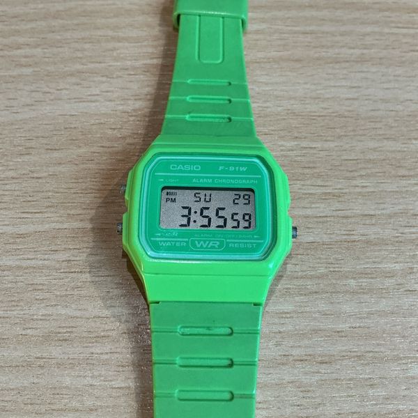 ULTRA RARE Casio F-91WC-3AEF Green Watch Lime "The Hulk" European ...