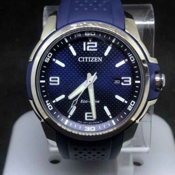 Citizen Men's Eco-Drive Blue Dial Blue Polyurethane Strap Watch AW1158 ...