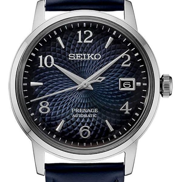 Seiko Presage Automatic Blue Dial Leather Strap Menâ s Watch SRPE43 ...