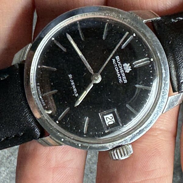 1960s Bucherer AUTOMATIC ORIGINAL DIAL /w Date Stainless Steel All ...