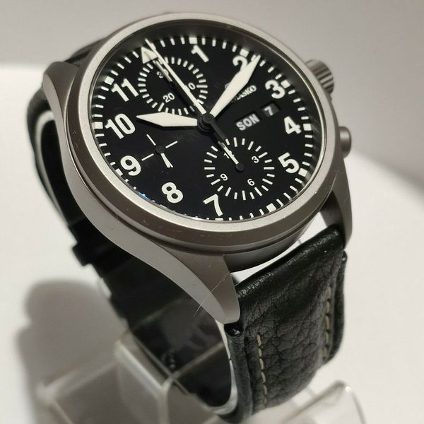 DAMASKO Pilot Chronograph DC56 Black Steel Automatic Watch ...
