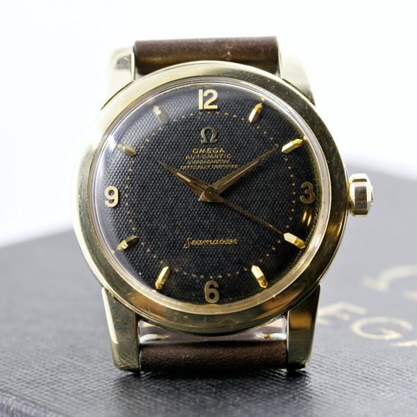 SOLD 1950s Omega Seamaster Chronometre Black Waffle Dial Cal. 354 ...