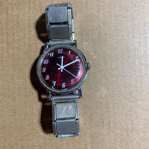 Timex Mens Vintage Red Face Watch For Parts Or Repair | WatchCharts ...