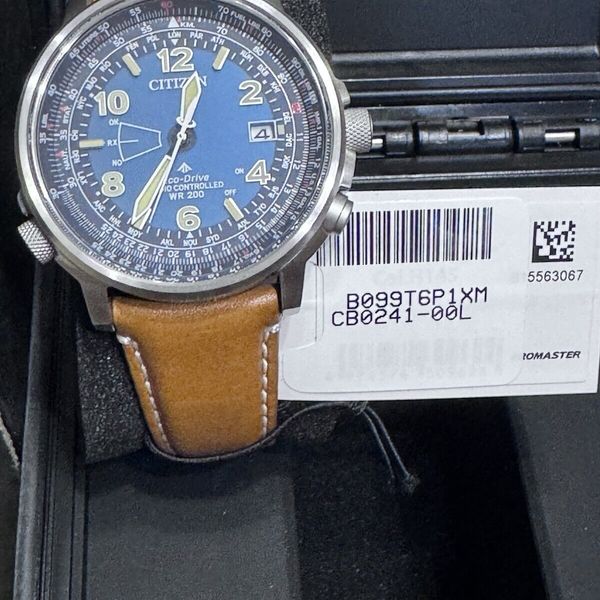 NEW Citizen CB0241-00L Air Skyhawk Promaster Sapphire Blue Dial Leather ...