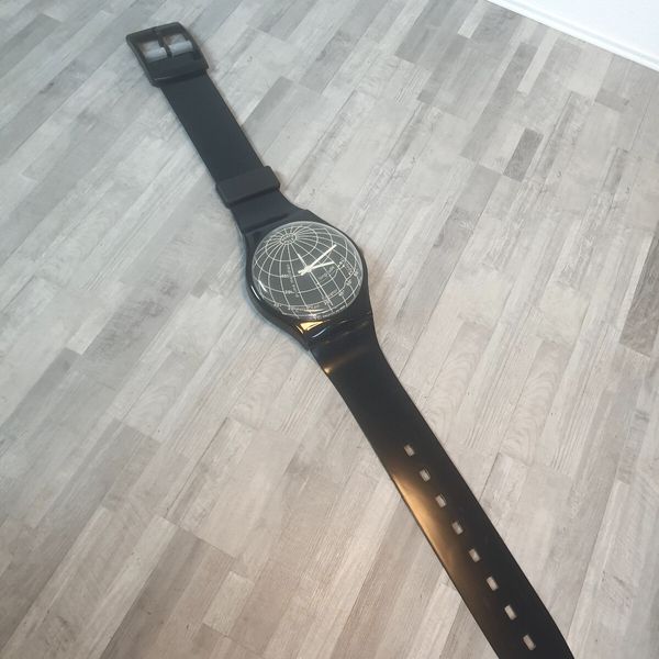 Swatch Maxi Wanduhr wall clock Black Globe Vintage Seltene Swatch ...