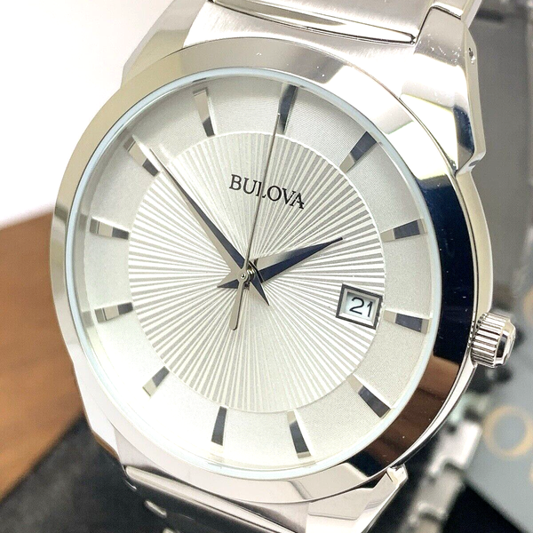 Bulova Men's Watch 96B015 Quartz 38mm Silver Dial Date Stainless Steel ...