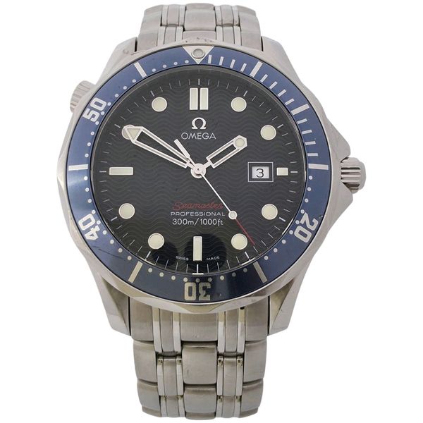 Omega Seamaster 2221.80.00 Quartz Watch 41mm Steel Case Dial Blue Wave ...