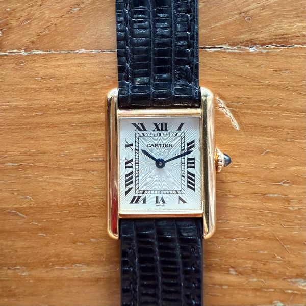Cartier Tank Louis LC 18K Yellow Gold AU750 Guilloché Dial Mechanical ...